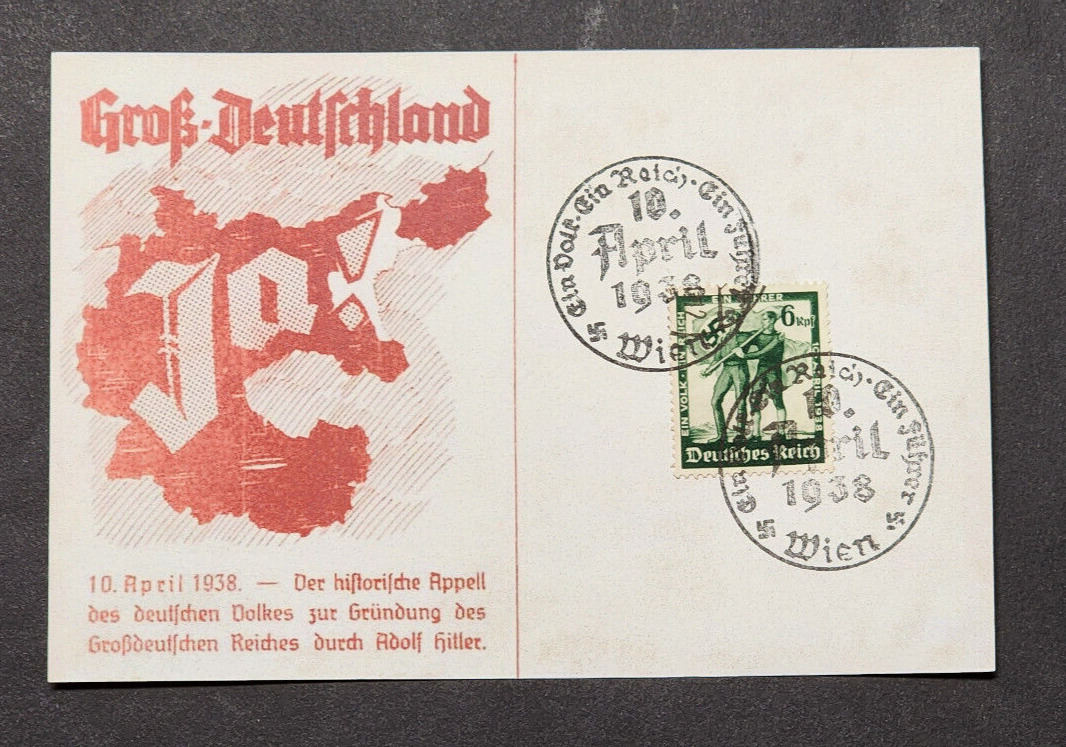 WW2 WWII Nazi German Third Reich Postcard Germany 1938 elections April ...