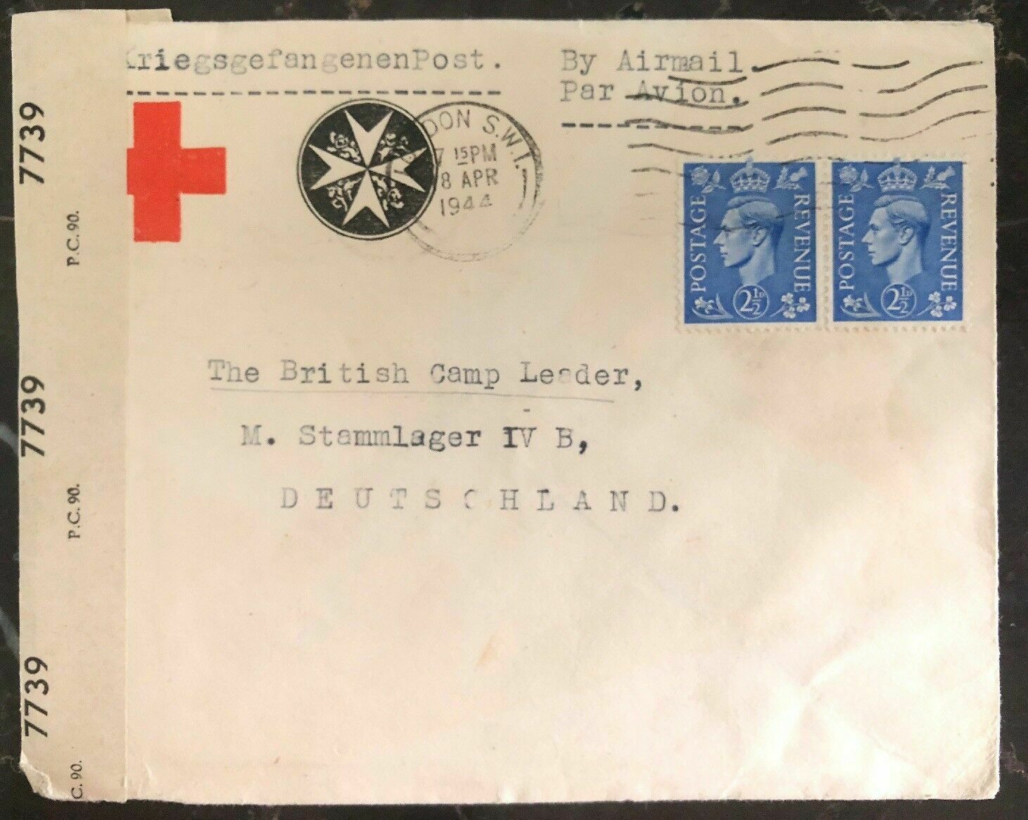 1944 London England Red Cross Censores Cover To Stalag IV-B POW Camp ...