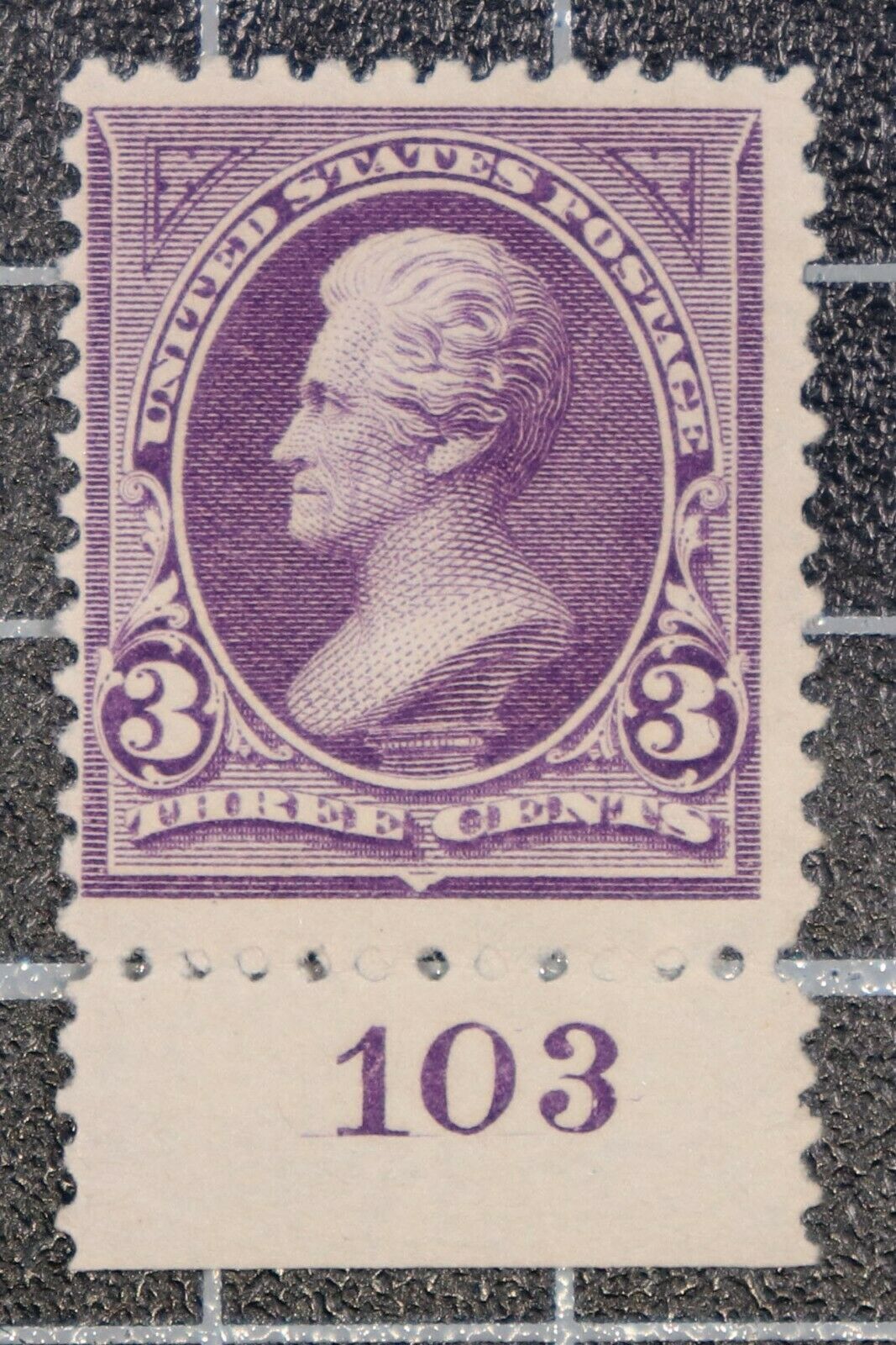 Scott 253 - 3 Cents Jackson - OG MH - Nice Stamp Plate # Single 103 SCV ...
