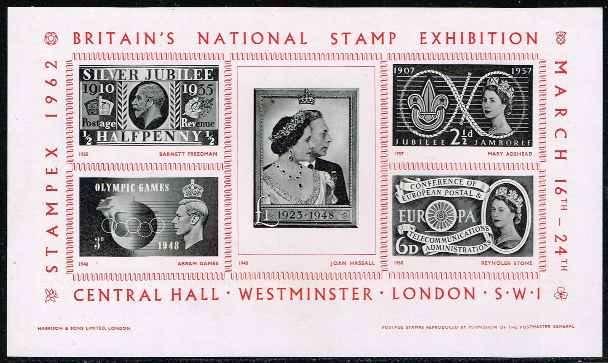 1962 Great Britain Poster Stamp STAMPEX Britain's National Stamp ...