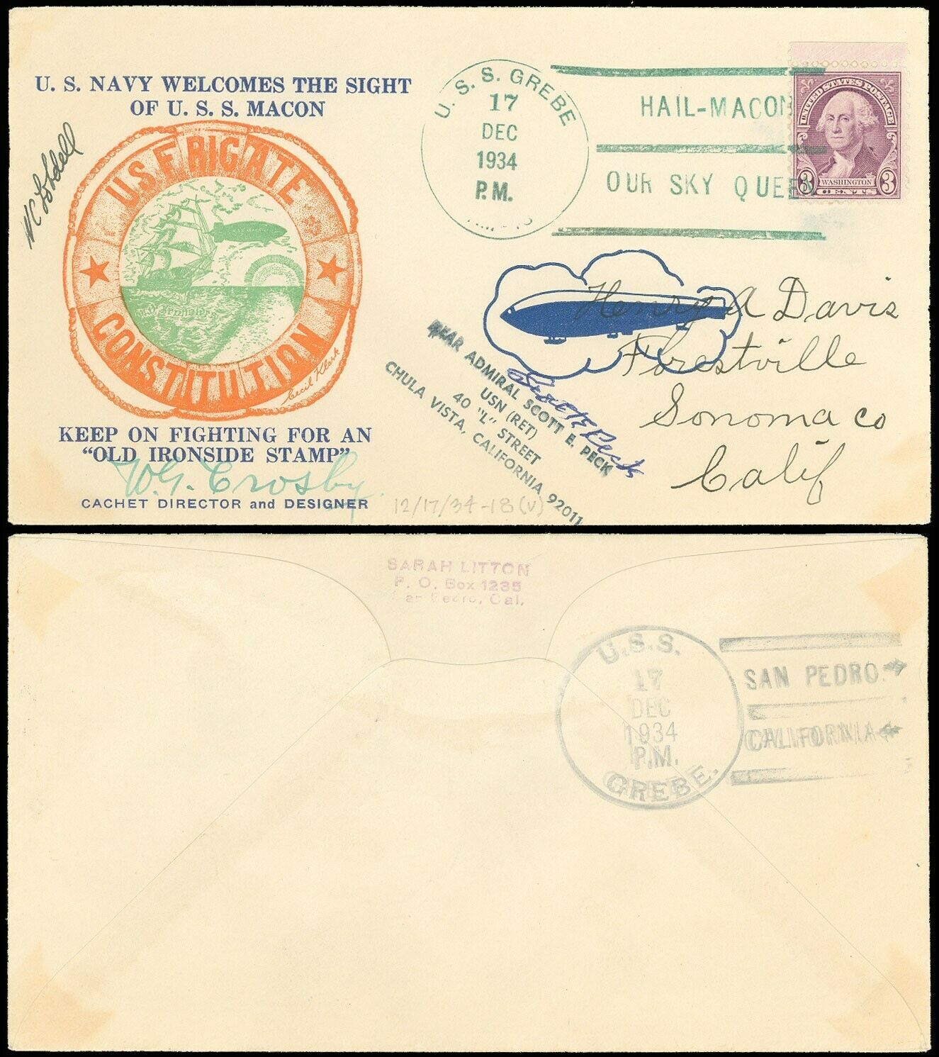 12/17/34 Grebe, Navy, Macon Crash Survivor Rear Admiral Scott E Peck ...