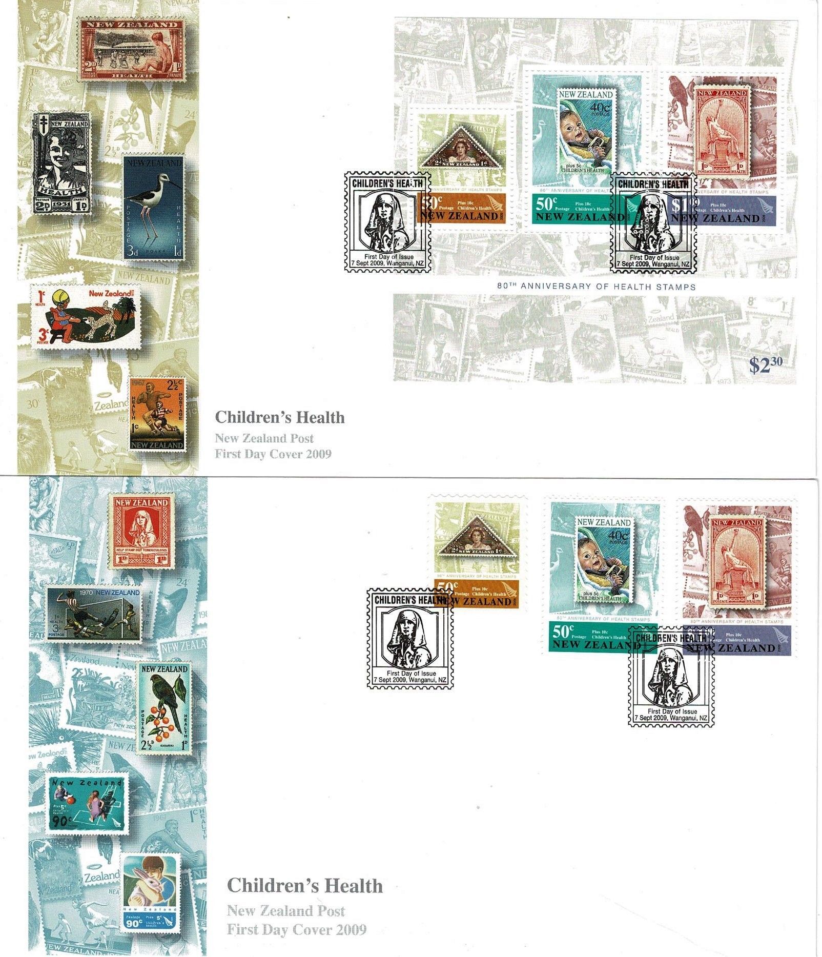 New Zealand 2009 Children's Health - Stamps on Stamps Set of 2 FDCs ...