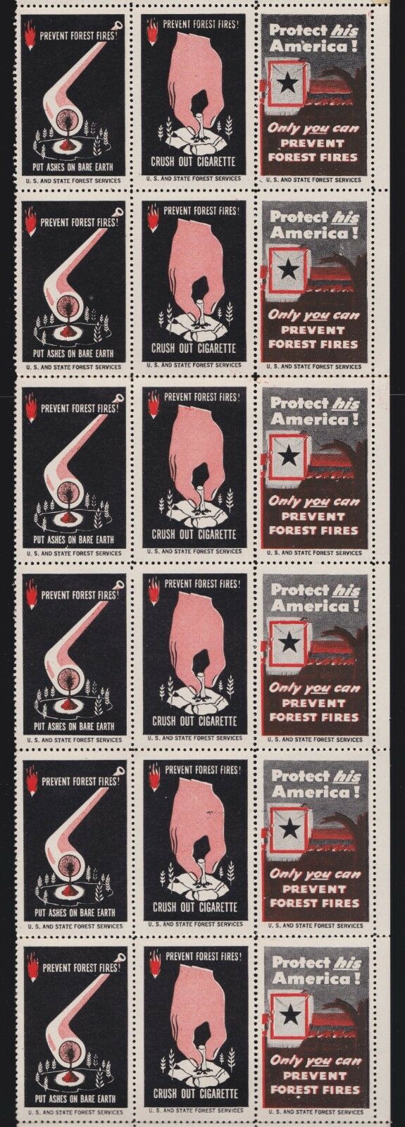 US Vintage "Only You Can Prevent Forest Fires" Cinderella Stamps ...