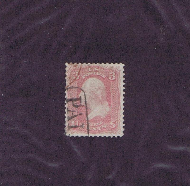 SC# 64 Used 3 Cent Washington, Partial ~ Paid ~ Cancel, Pink, 1861 ...