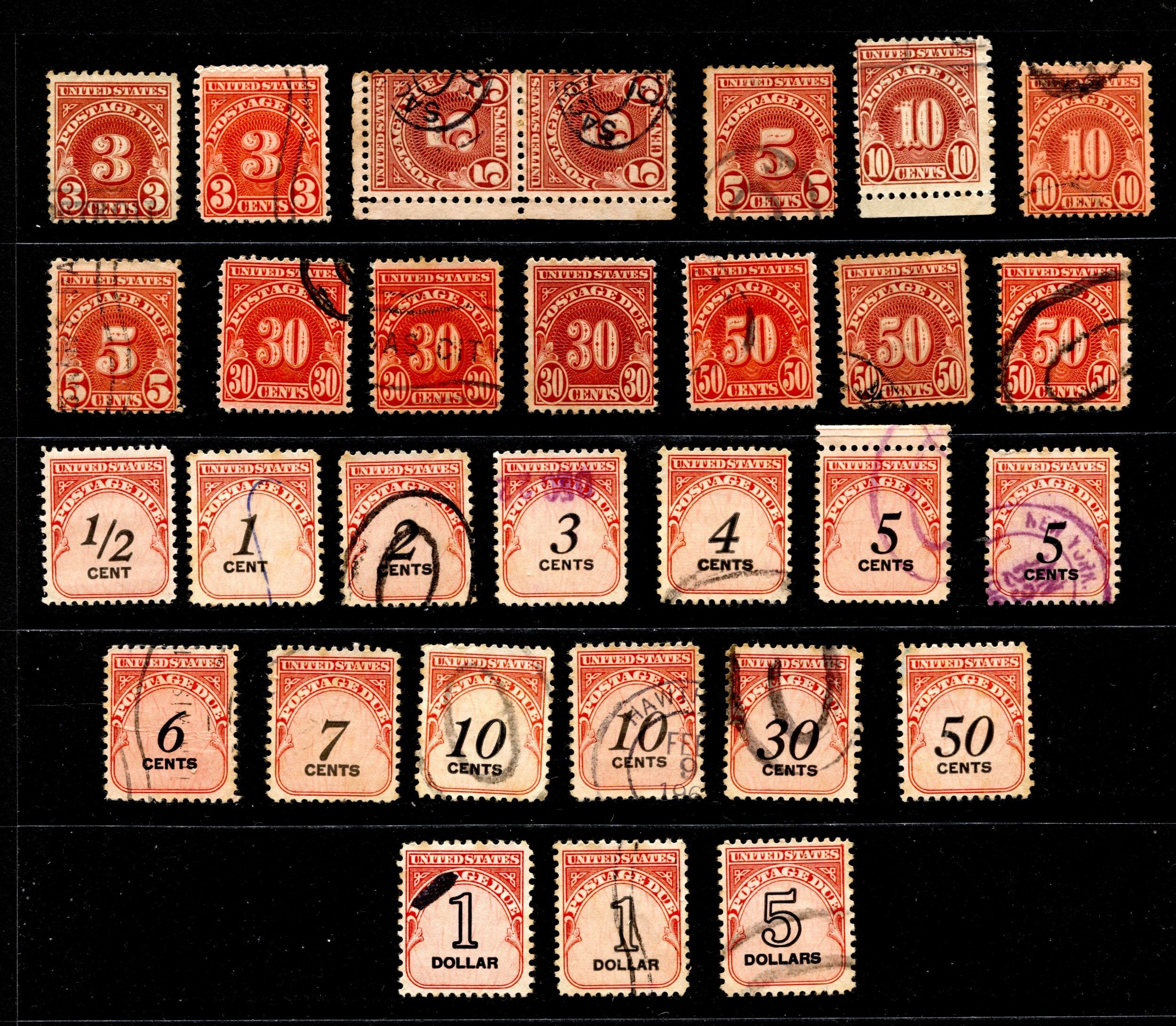 US Stamps #30 Used Postage DUE Issues - Includes Full SET - Unchecked ...