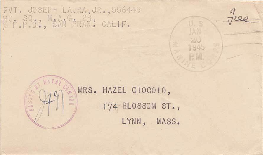 United States Marine Corps Soldier's Free Mail 1945 U.S. Marine Corps ...