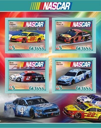 Stamps. Cars. Nascar 2021 year 1+1 sheets perforated Guyana | Africa ...