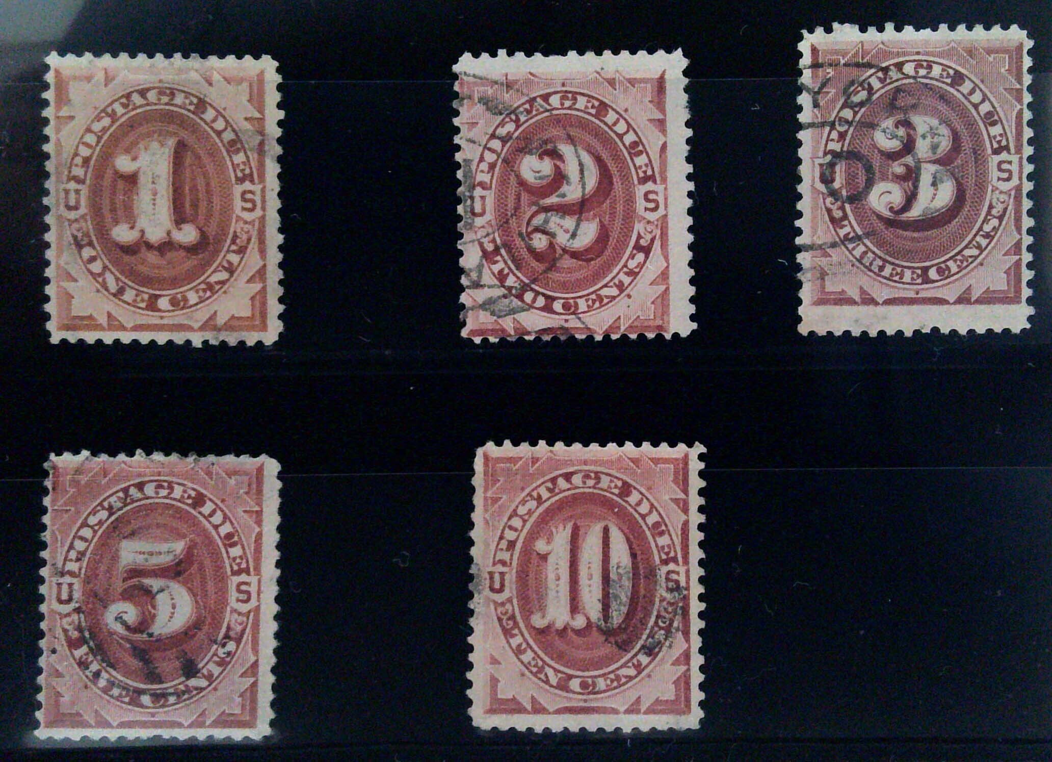 Scott #J22-J26 - Bright Claret - Postage Due Stamps - Used - Lot - 1891 ...