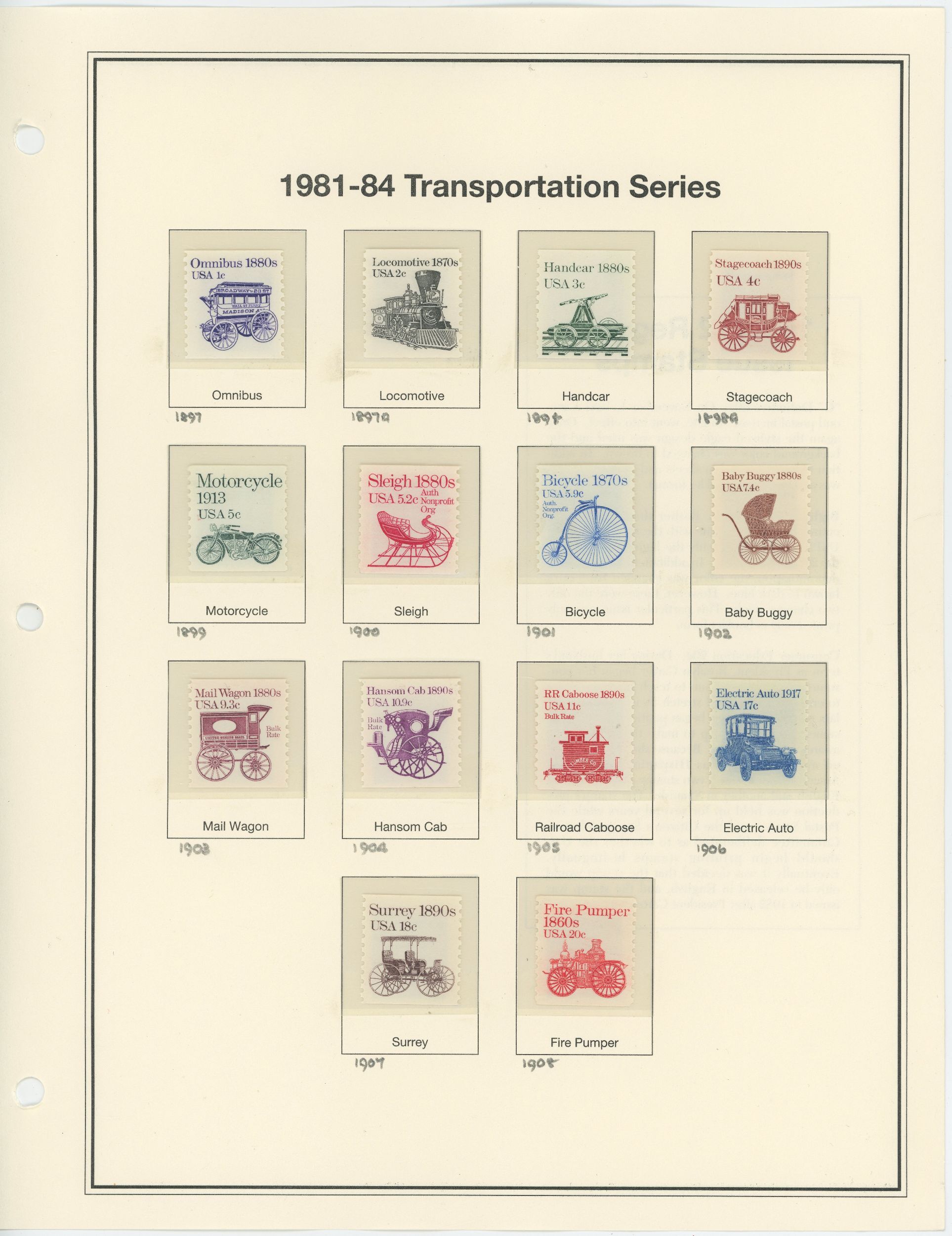 USA Transportation Coils - Complete set of 60 Mint nh on hingeless ...