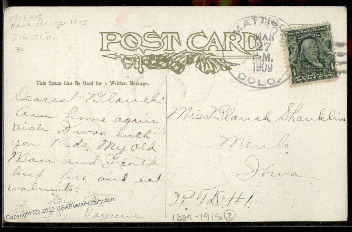 USA 1909 Mattison Colorado Cover R2 DPO Railroad 1st Tunnel Canyon of ...