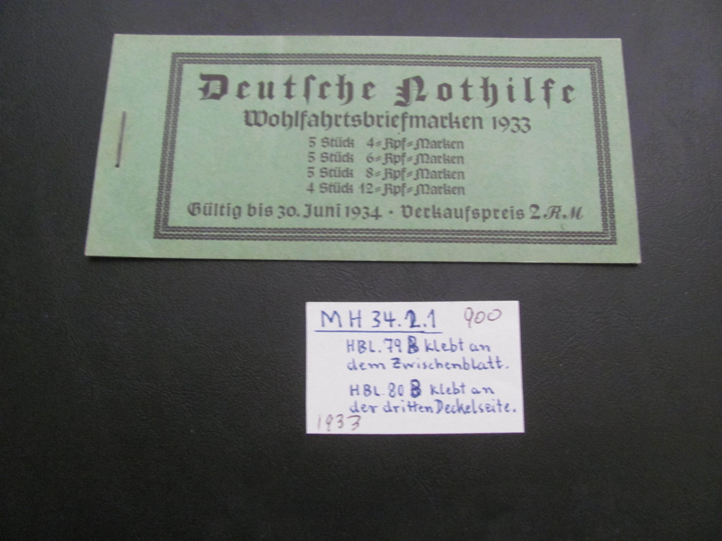 Germany 1933 Wagner Booklet 34.2.1 Stamps Stuck Down XF 900 Euros (133 ...