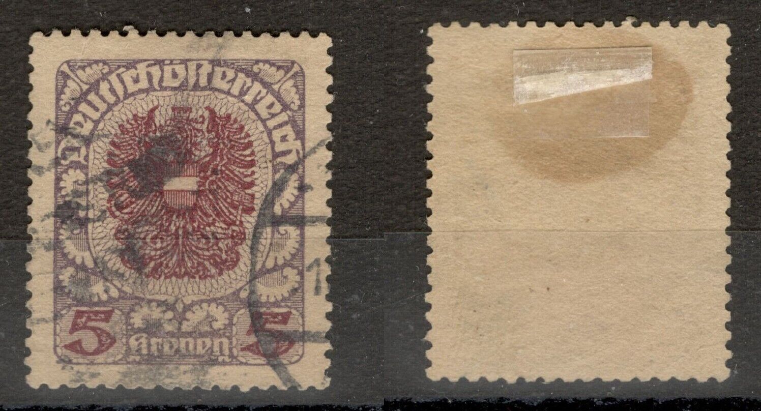 Austria - Used Stamp, 5 Kronen - Colored Thick Paper - Coat of Arms ...