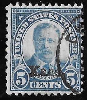 663 5 cents T. Roosevelt, Blue Kansas Stamp used F | United States ...