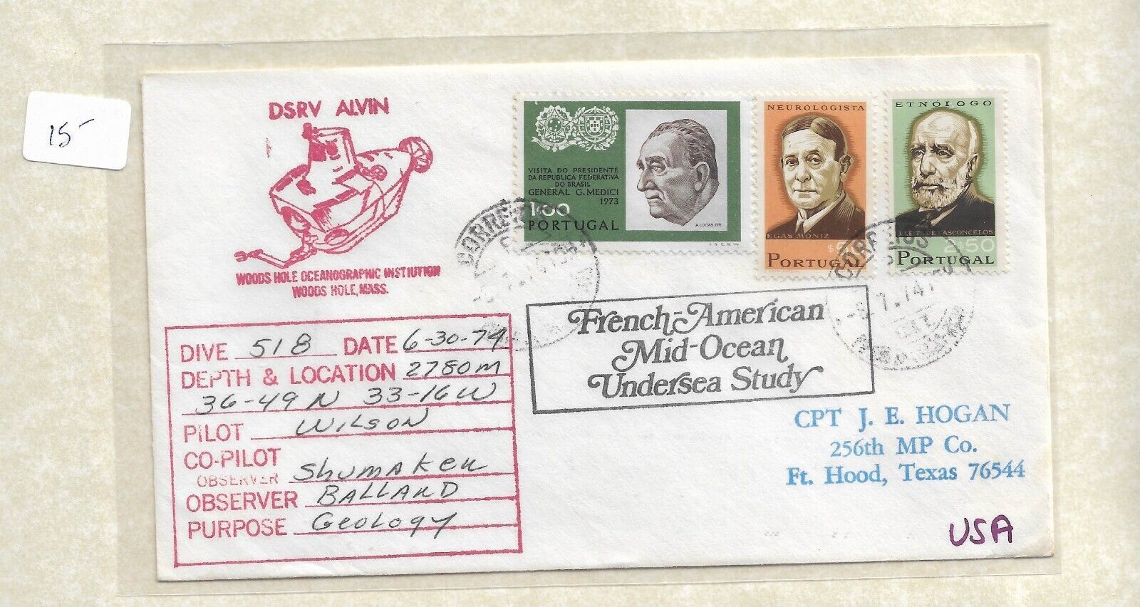 Wood Hole Institute DSRV Alvin 1974 signed by Dr. Robert Ballard ...