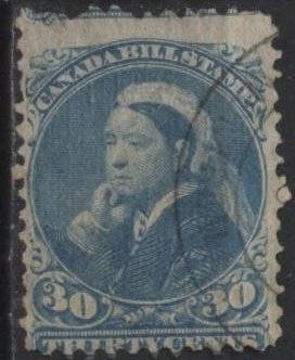 Canada FB49 (used) 30c bill stamp, blue (1868) | Canada, General Issue ...