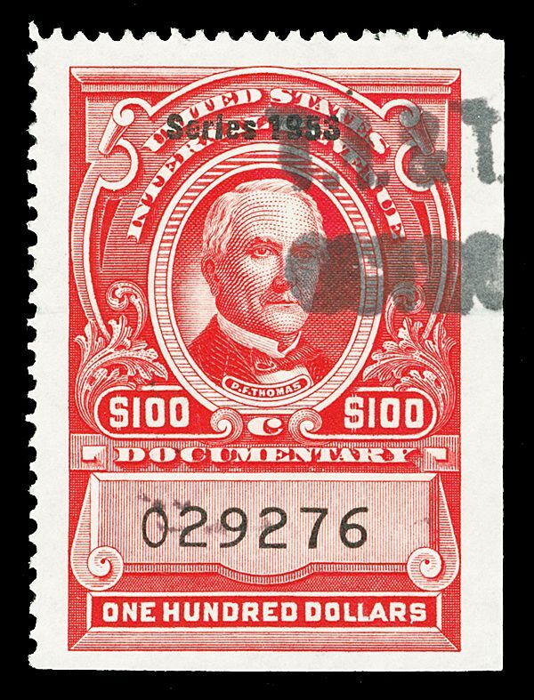 Scott R648 $100.00 1953 Dated Red Revenue Used VF Cat $15 | United ...