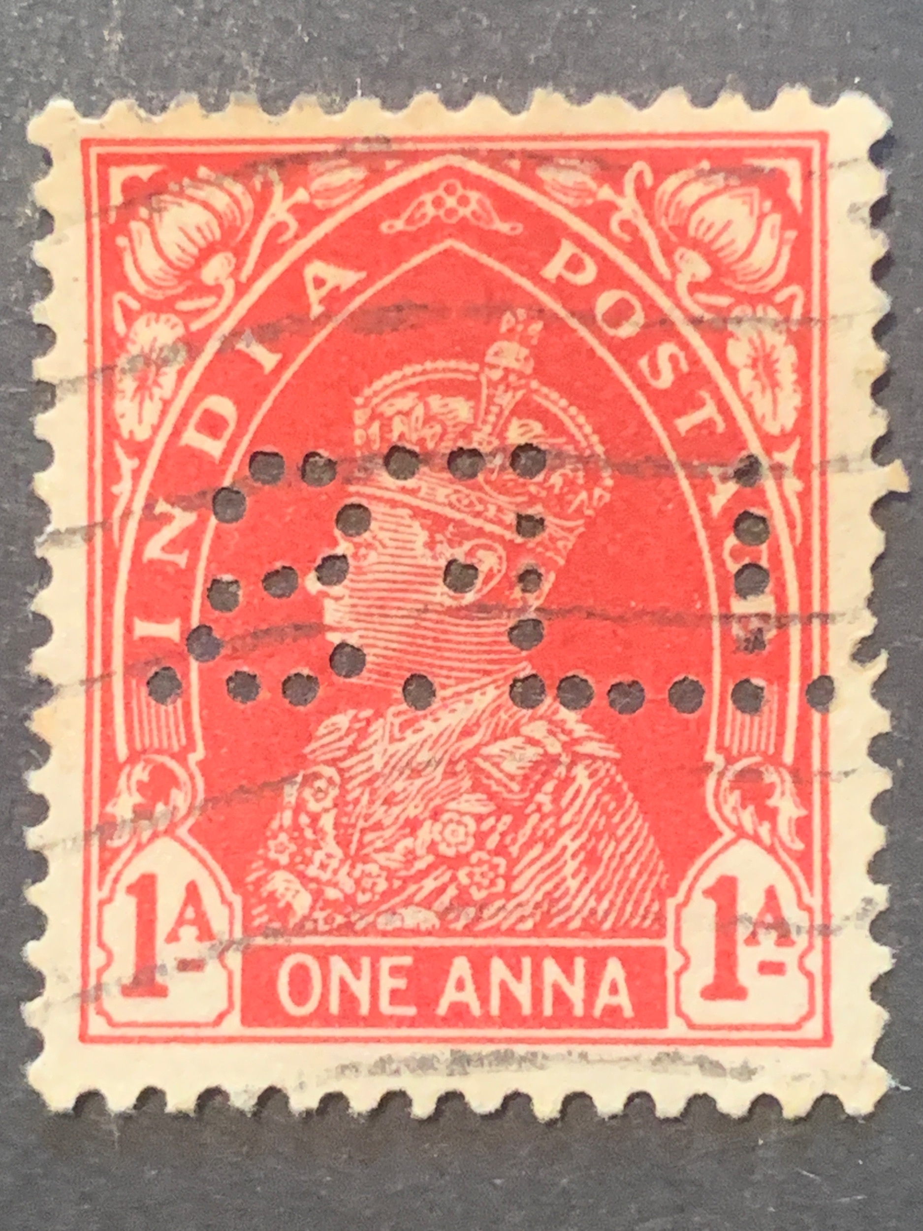India 1A One Anna stamp, black cancelled postage used, refno:5016 ...
