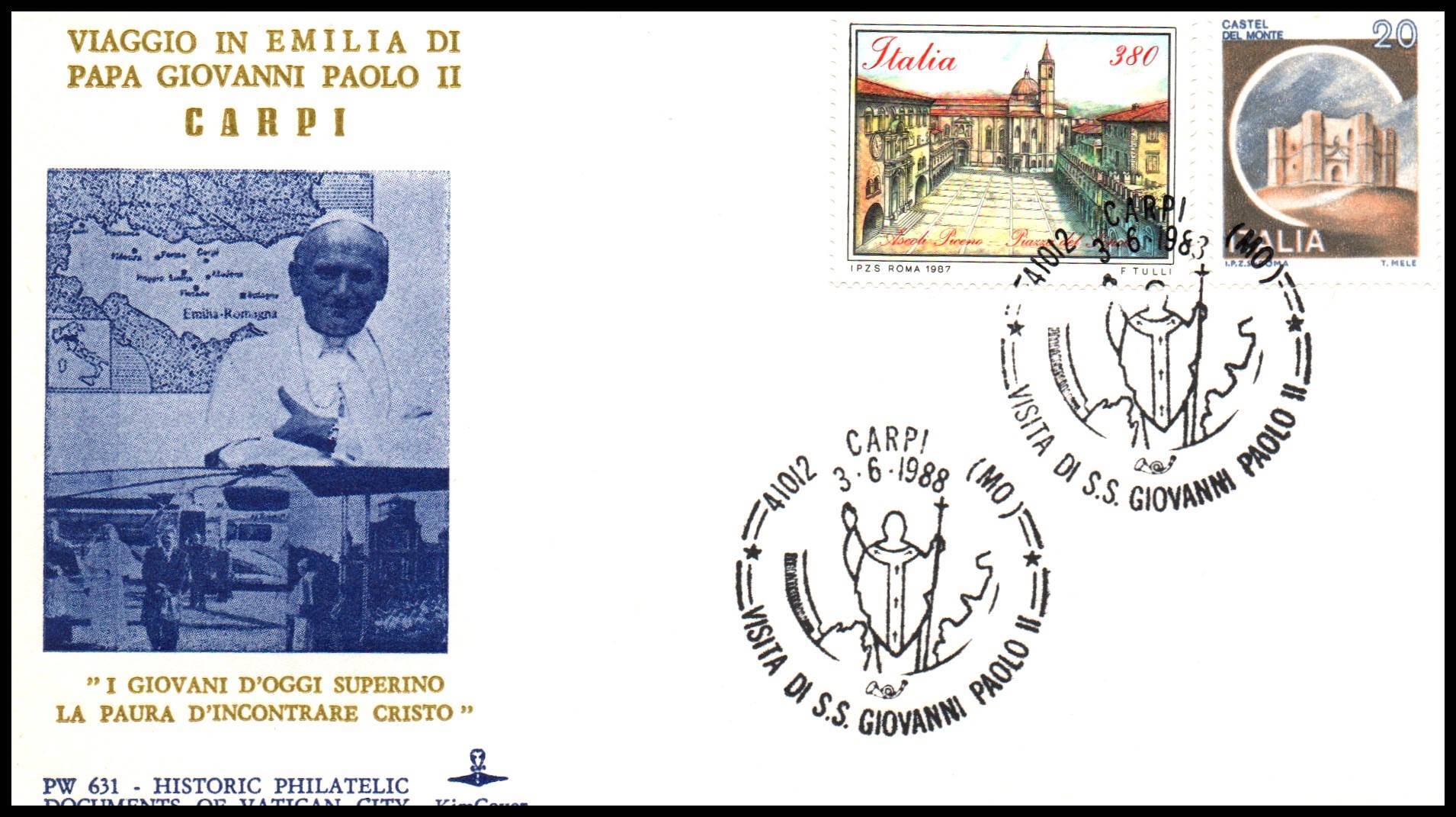 Italy Pope John Paul II Visit to Carpi 1988 Cover | Europe - Italy ...