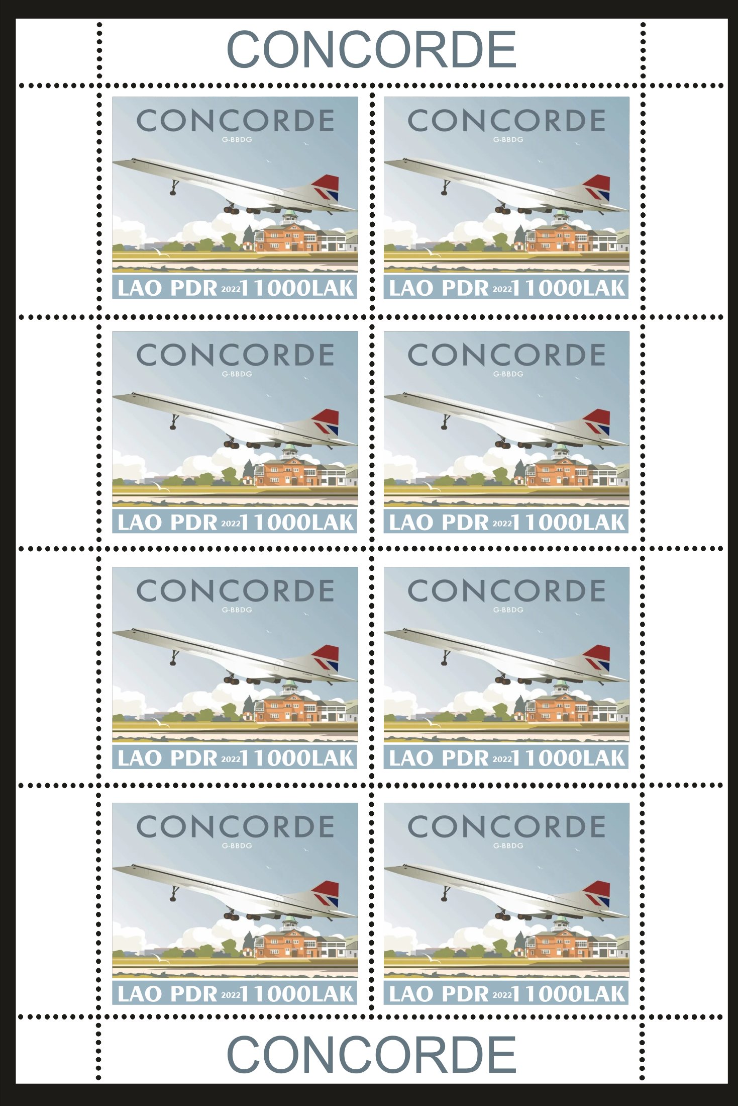 Stamps. Aviation, Plane, Concorde 1 sheet perforated 2022 year Laos NEW | Asia - Laos, General ...