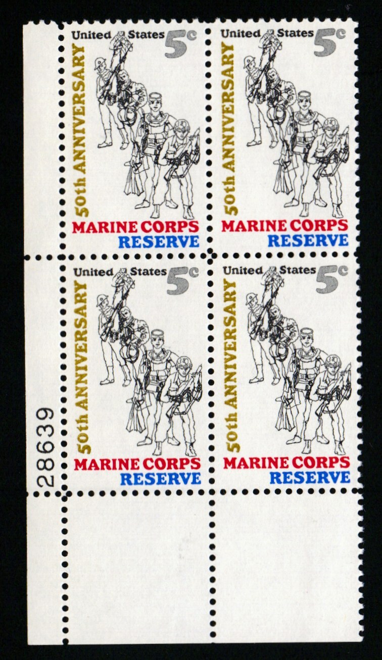 SC# 1315 - (5c) - Marine Corps Reserve, MNH plate block/4 - LL # 28639 ...