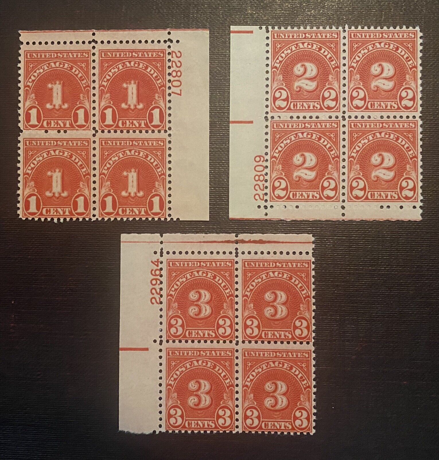 US Stamps - SC# J80 - J82 - MNH - Plate Blocks - Catalog Value $7.90 ...