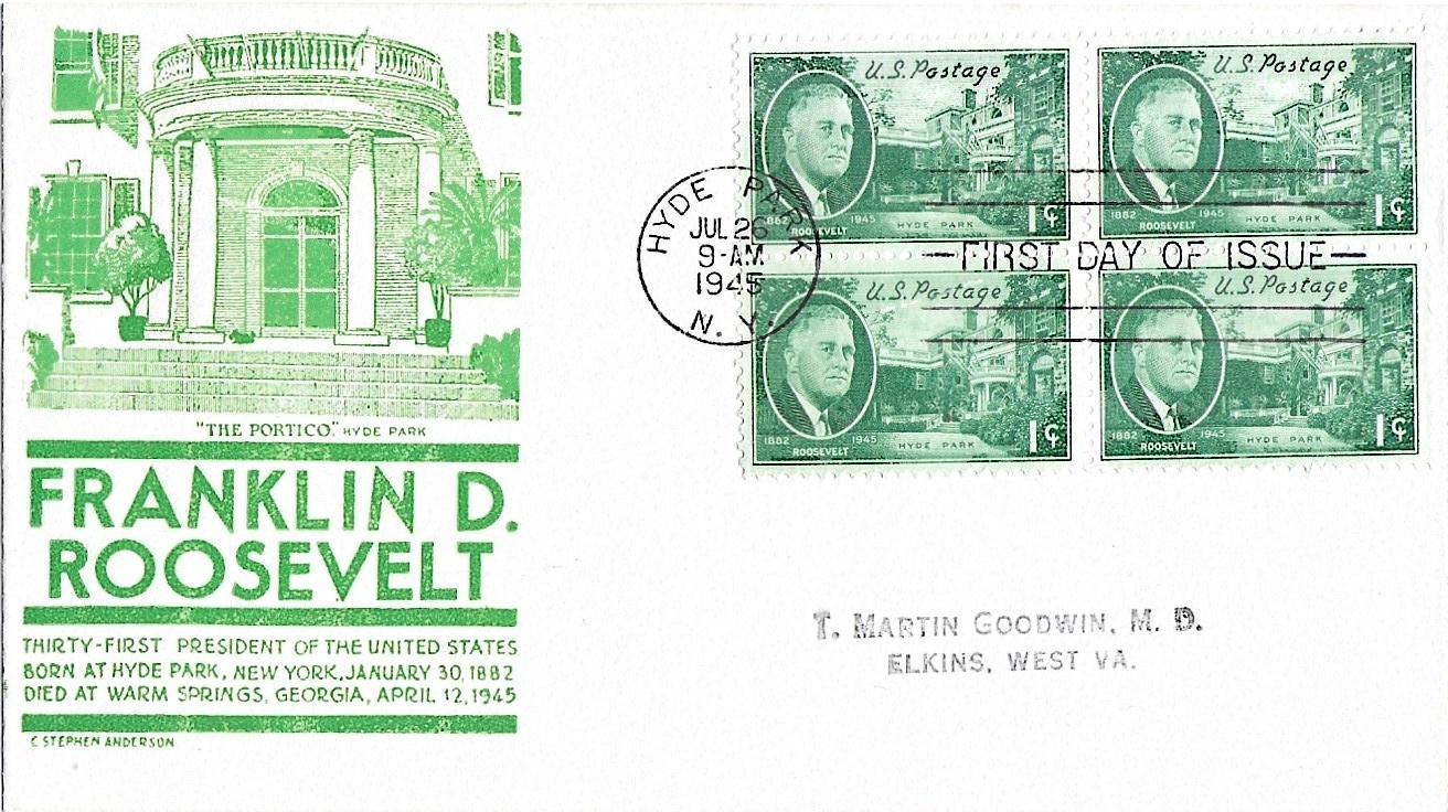 1945 FDC, #930, 1c Franklin D. Roosevelt, Anderson | United States ...