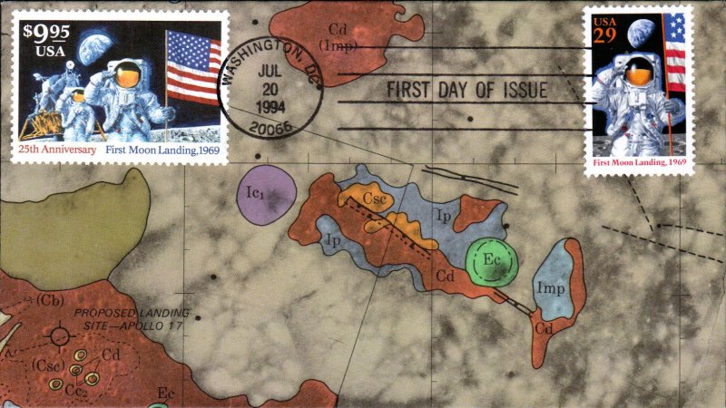 #2841-42 First Moon Landing HM FDC | United States, General Issue Stamp ...