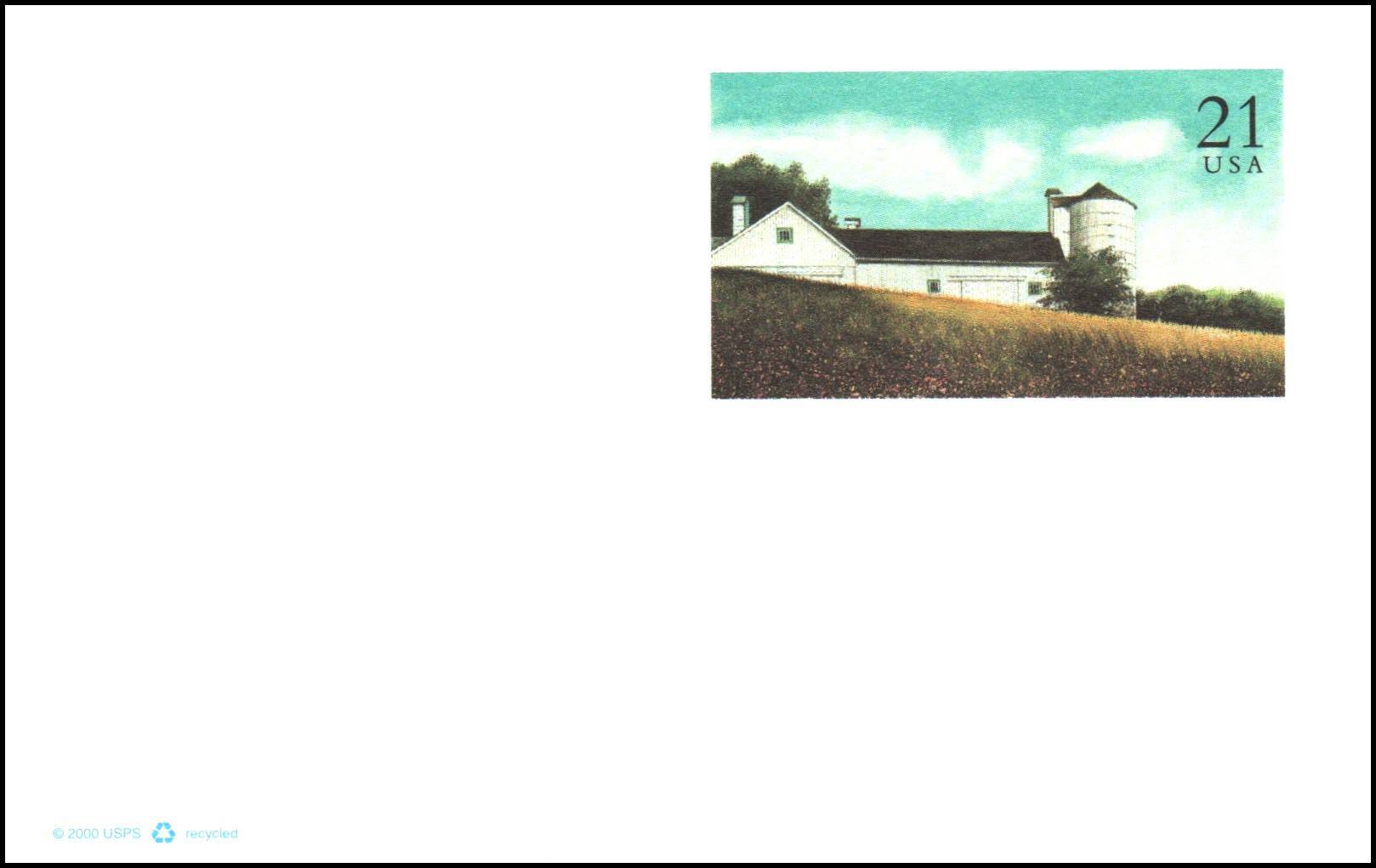 US UX375 White Barn Postal Card Unused VF | United States, Postal Cards ...