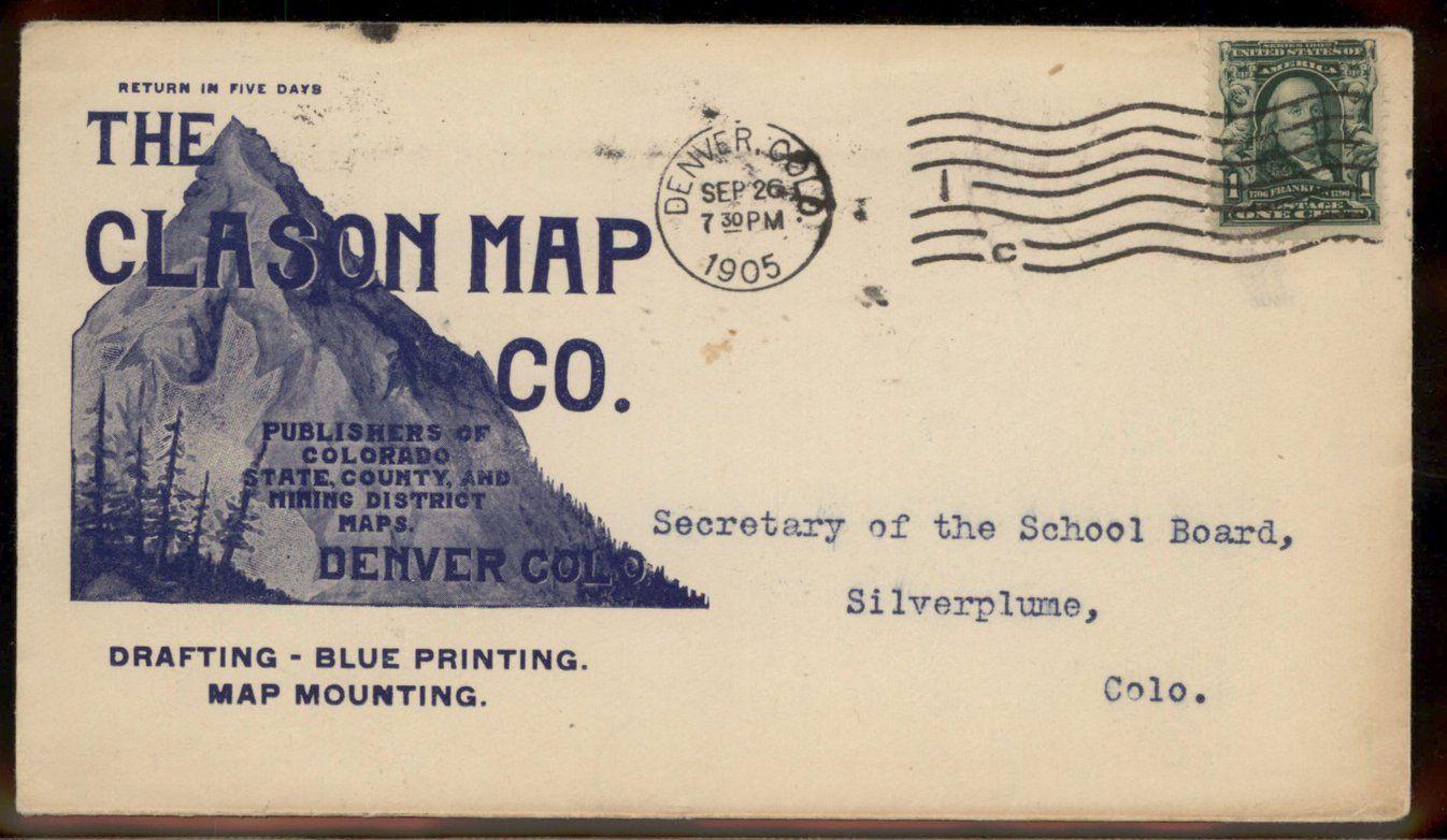 USA 1905 Colorado Denver Clason Map Illustrated Cover Enclosure 99111 ...