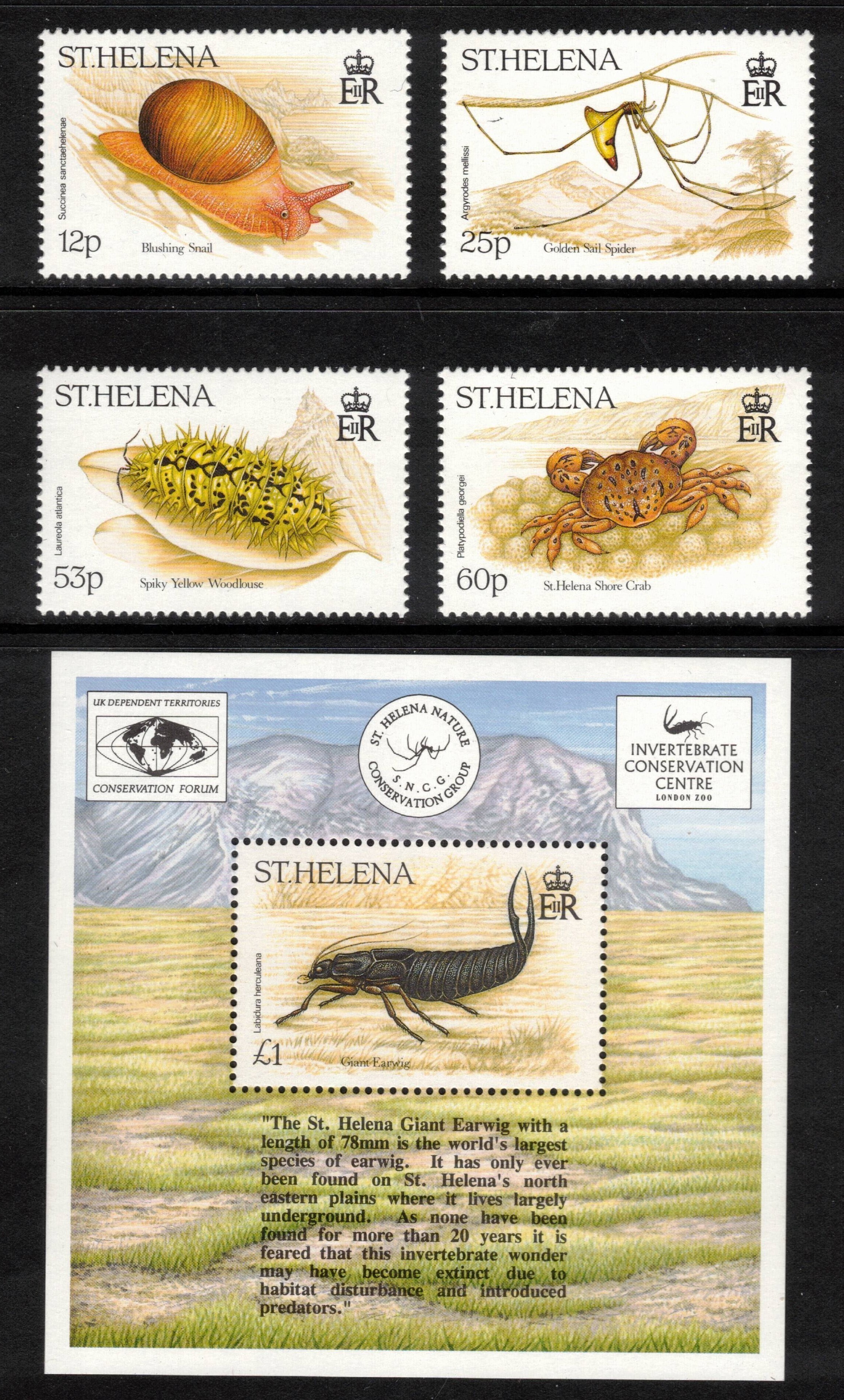 ST HELENA 1995 Endemic Invertebrates; Scott 655-59, SG 699-703; MNH ...