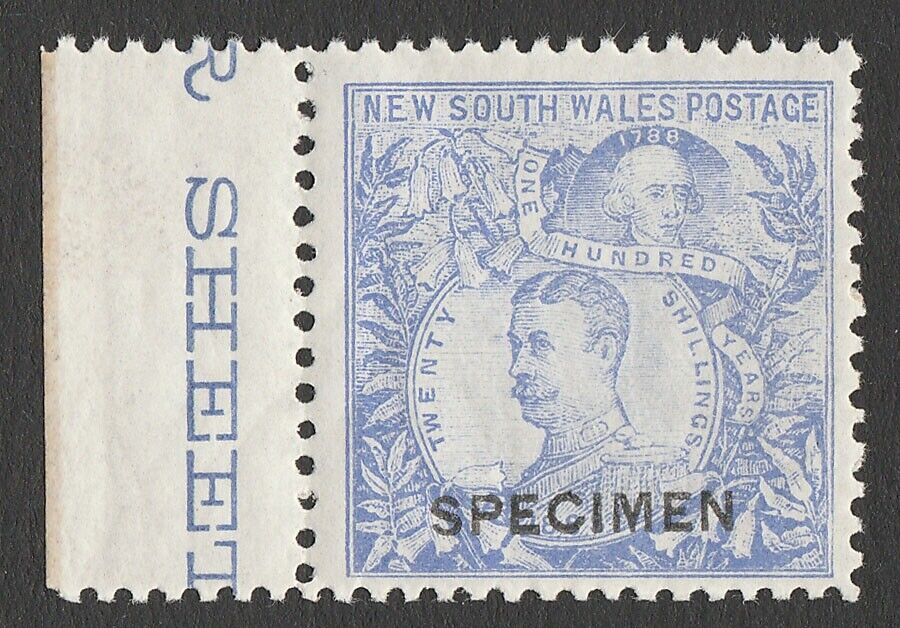 NEW SOUTH WALES 1890 Carrington 20/- SPECIMEN. MNH **. SG 264cb(s ...
