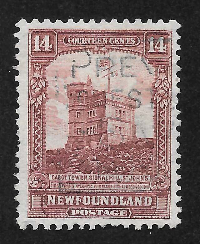 Newfoundland Scott 155 Used - 1928 14c Cabot Tower, St Johns - SCV $7. ...