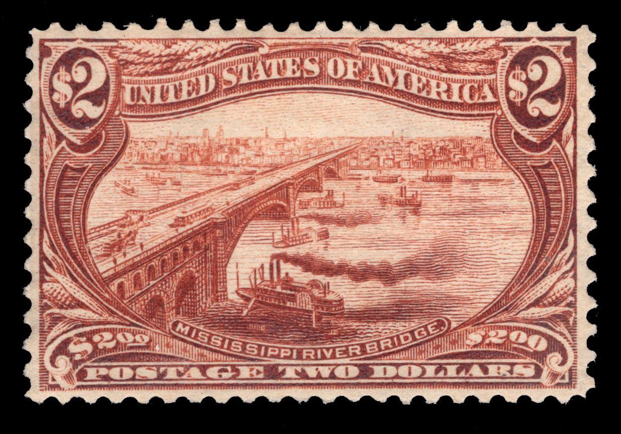 US Stamps # 293 $2 Trans-Miss Mint OG H $2,000 LOT # 20952 | United ...