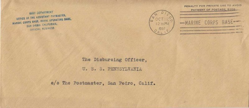 United States Marine Corps Navy Dept. Marine Corps Base, Naval ...