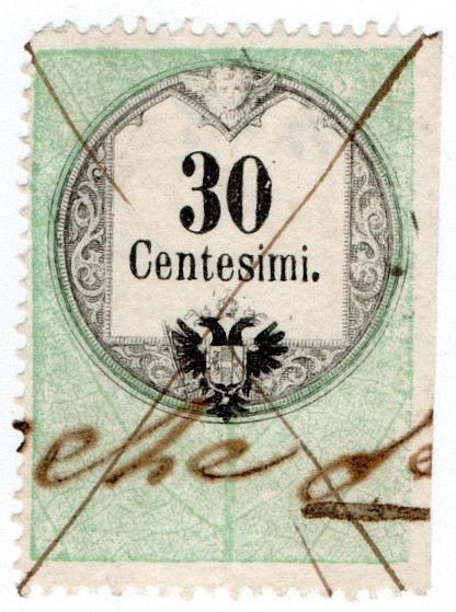 (I.B) Austria/Hungary Revenue : Stempelmarke 30c (Lombardy-Venetia ...