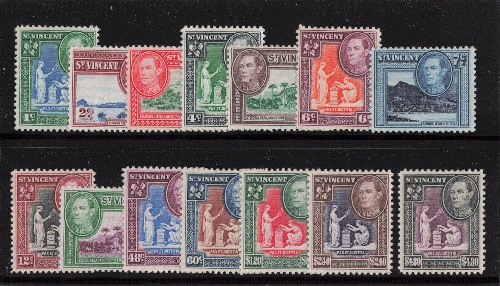 St. Vincent Sc #156-69 (1949) 1c to $4.80 King George VI Pictorial Set ...