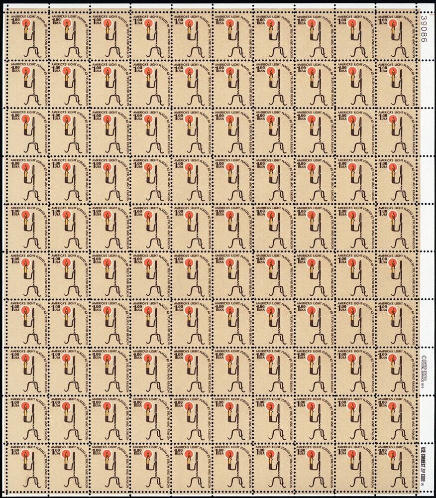 1610, Mint $1 Rush Lamp Complete Sheet of 100 Stamps - Stuart Katz ...