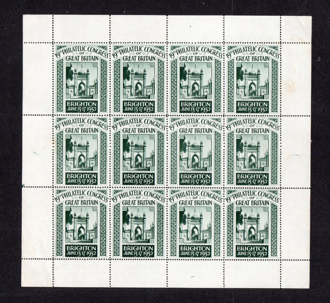 1932 Philatelic Congress Stamp Complete Mint Sheet of 12 (Toning ...