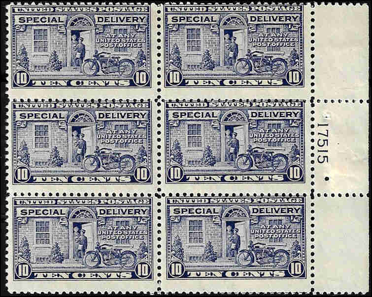 E12 Mint,OG,H... Plate Block of 6... SCV $525.00... Hinged in the ...