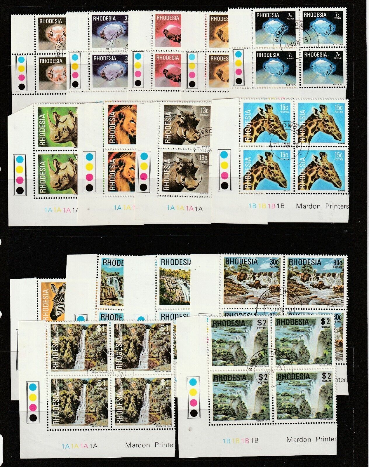Rhodesia 1978 Defs FU/CTO Cylinder corner blocks 4 SG 555/69 | Africa ...