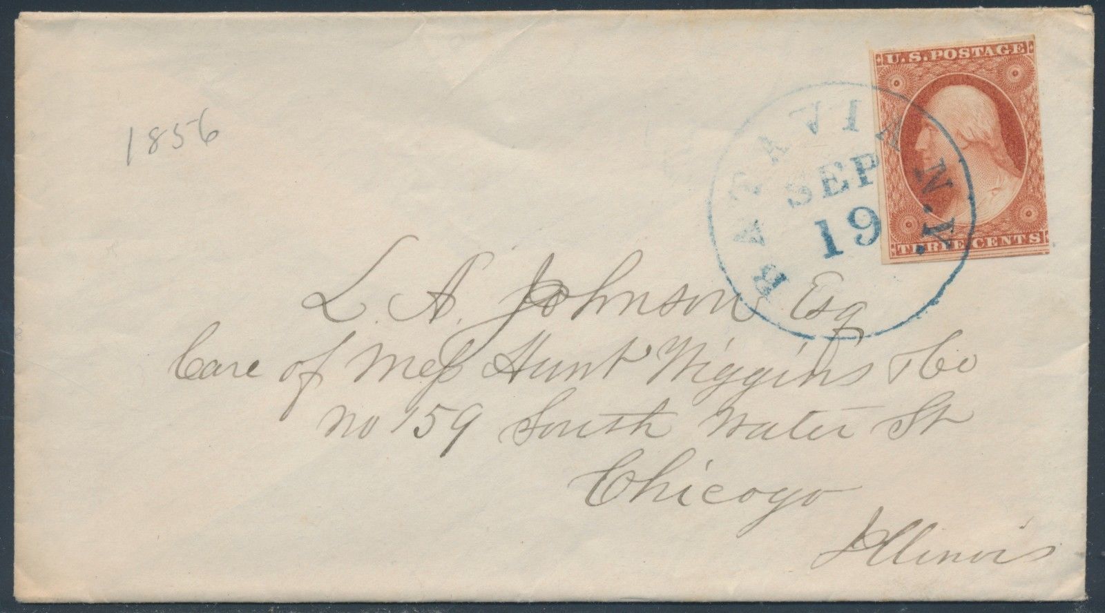#10 VF WITH ENCLOSURE BATAVIA, NY TO CHICAGO, IL SEPT 19,1856 CV $215 ...