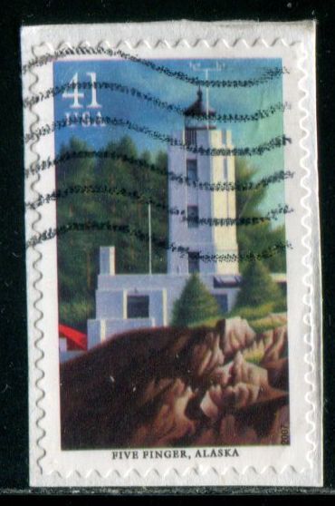 4147 US 41c Five Finger, AK Lighthouse SA, used on paper | United ...
