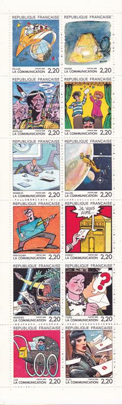 France 1988 La Communication Complete Comic Strip BOOKLET Pane (12) VF ...