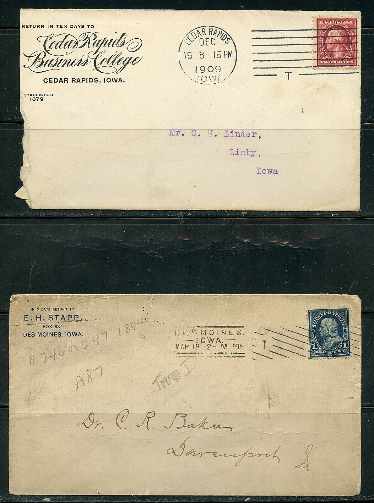 US Postal History of the State of Iowa LOT of 24 Covers 1894-1973 as ...