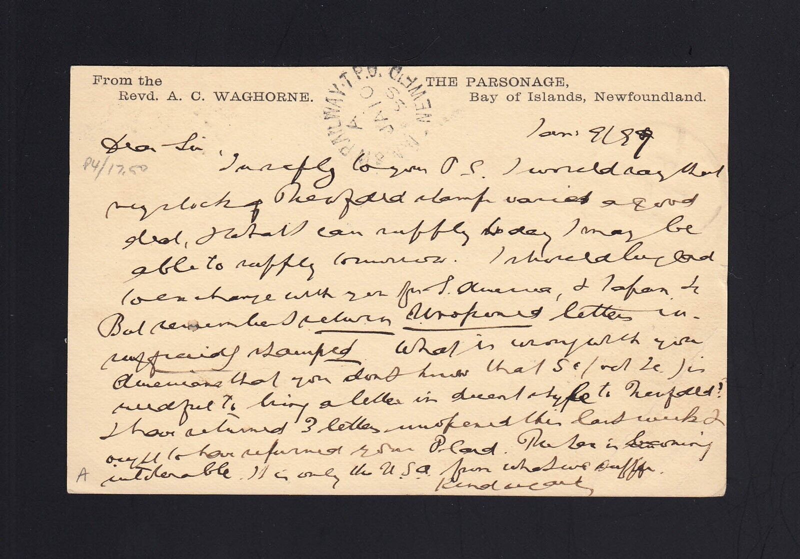 NEWFOUNDLAND: 1899 2c Postal Card USED TO US - TPO Cancel | Canada ...