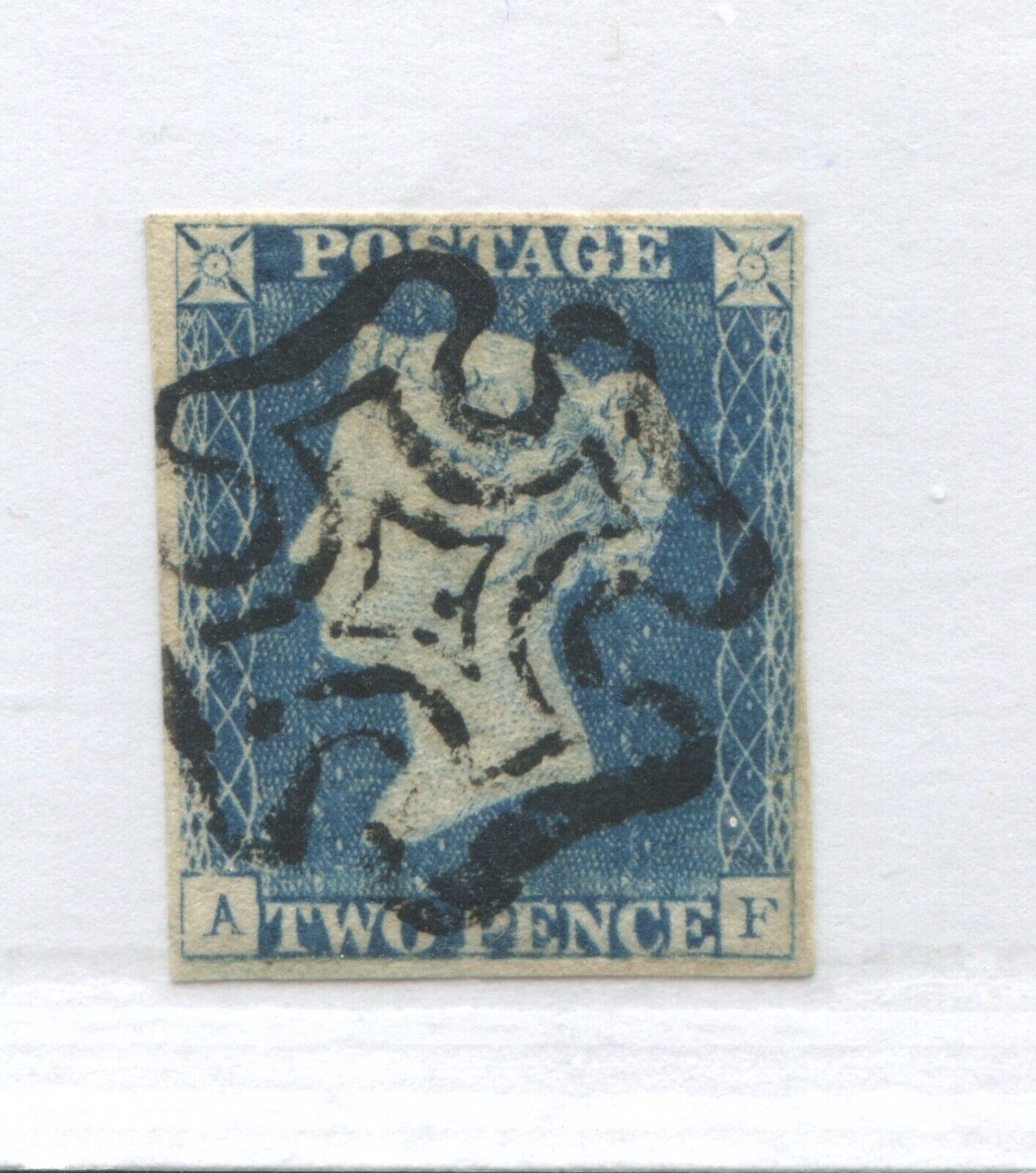 1840 2d Blue AF Plate 1 scarce steel blue shade perfect black MX ...