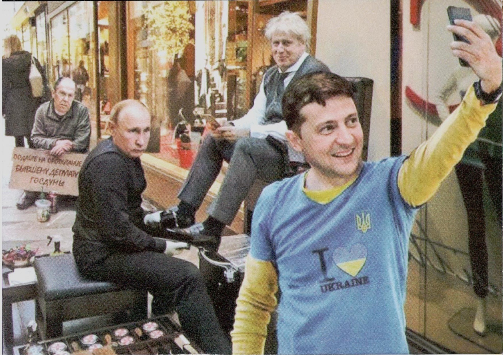 2022 war in Ukraine Card Zelensky and Putin, Johnson Lavrov. Military ...