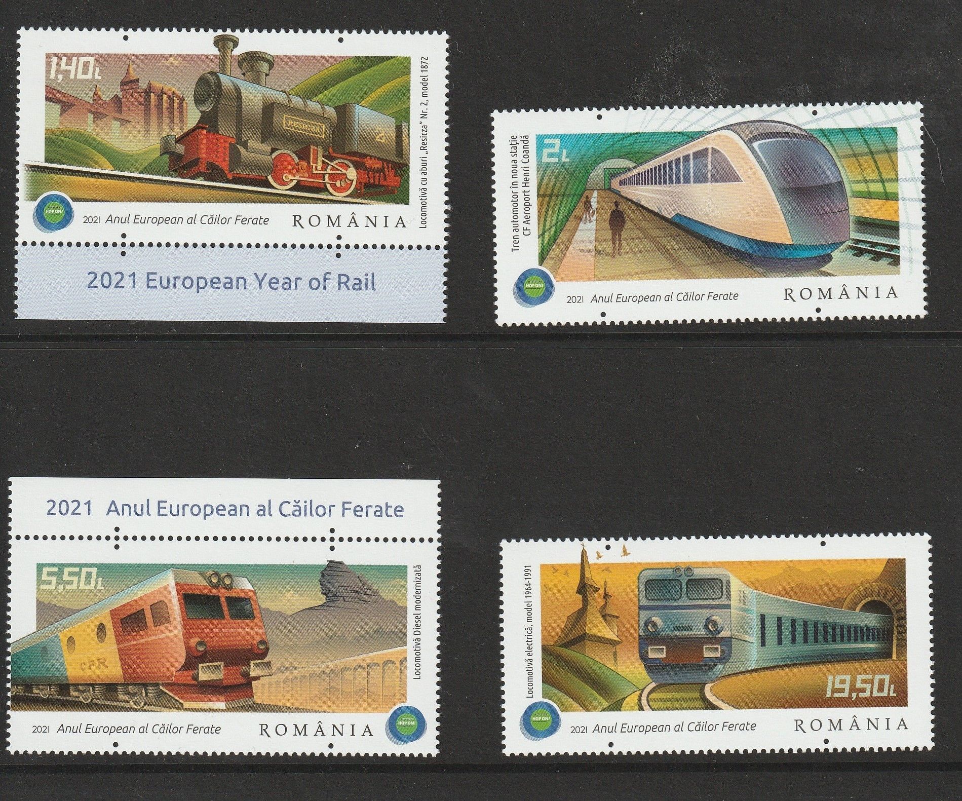 Romania 2021 European Year of Rail, Scott Nos. 6630-6633 MNH | Europe ...