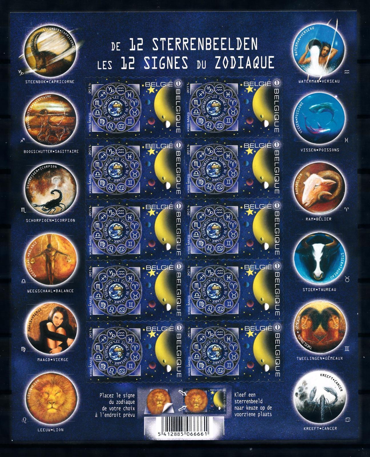 [61962] Belgium 2011 Astrology Zodiac Signs Sheet MNH | Europe ...