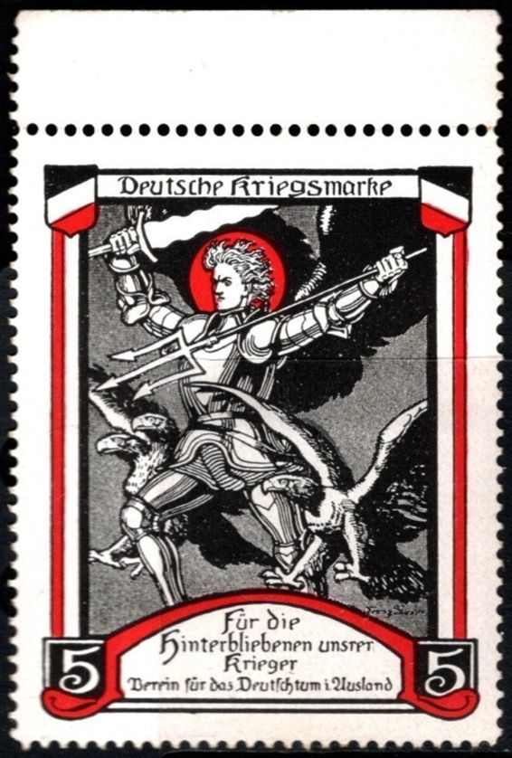 Vintage WW I Germany Charity Poster Stamp 5 Pfg. German Navy Surviving ...